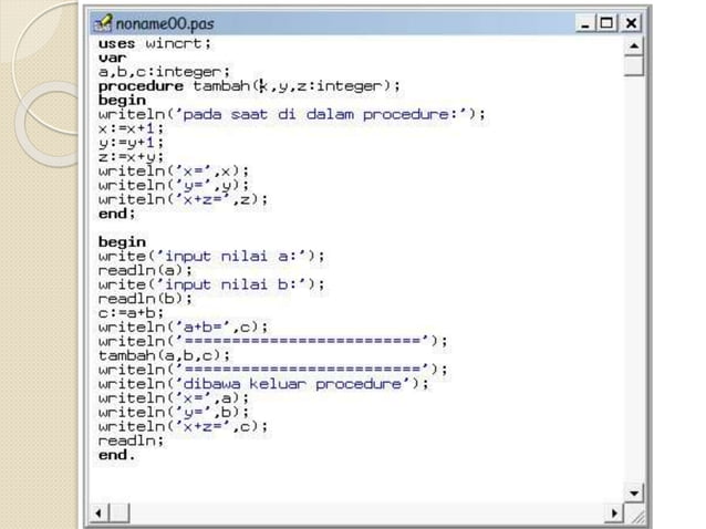 Procedure dalam pascal | PPTX