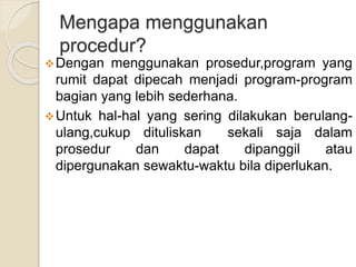 Procedure dalam pascal | PPTX