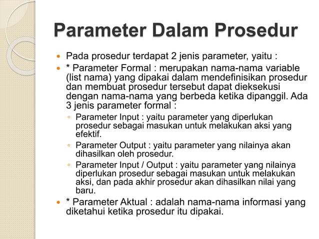 Procedure dalam pascal | PPTX