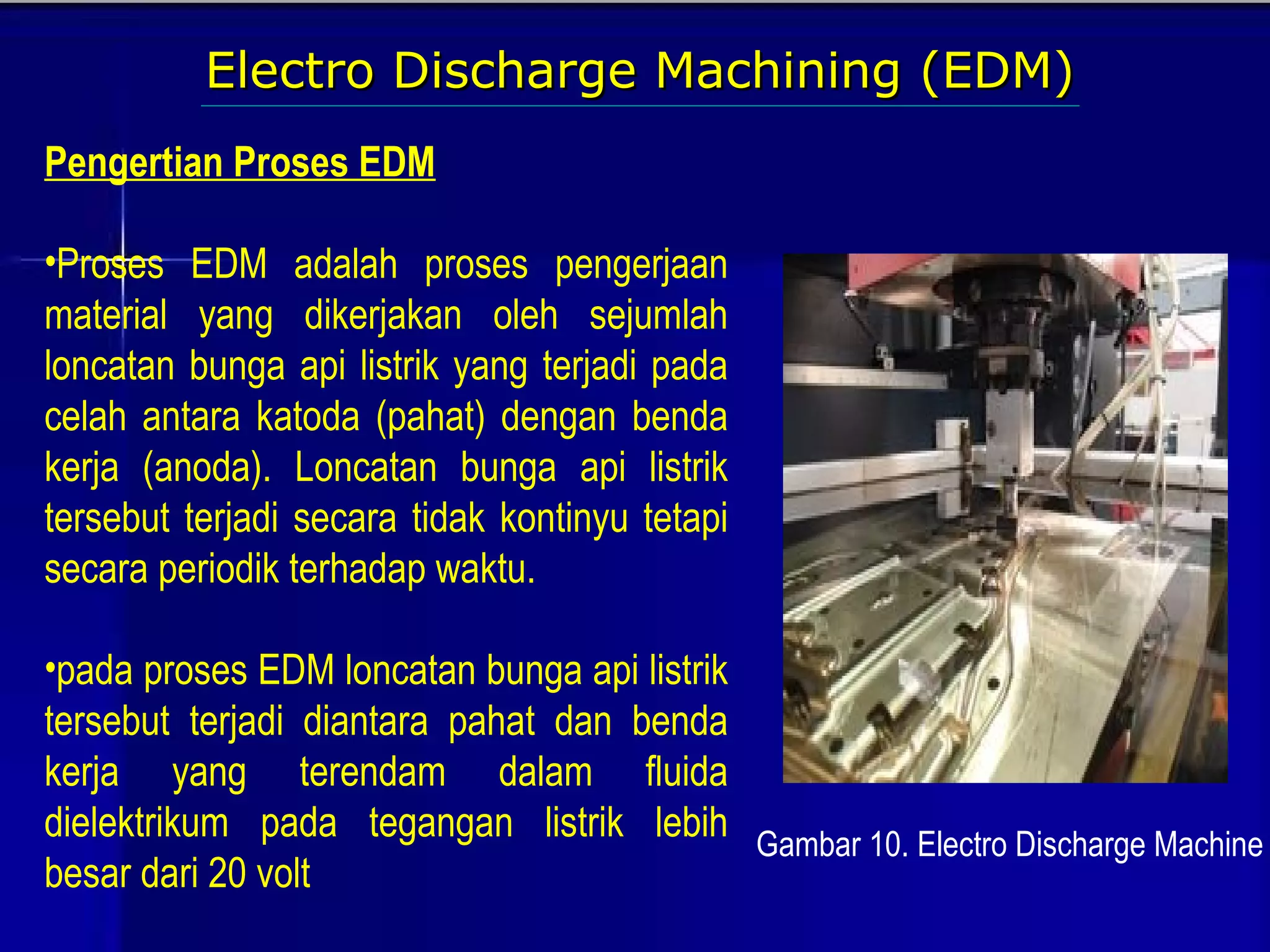 Electro Chemical Machining (ECM) Electro Chemical Grinding (ECG) Electro Discharge Machining ...