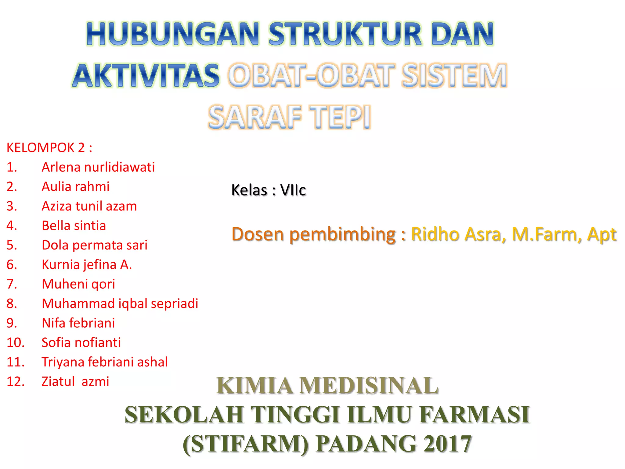 Relationship between structure and drug activity of peripheral nervous system drugs | PPTX