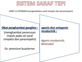 HUBUNGAN STRUKTUR DAN AKTIVITAS OBAT OBAT Periper Nervous Sistem | PPTX