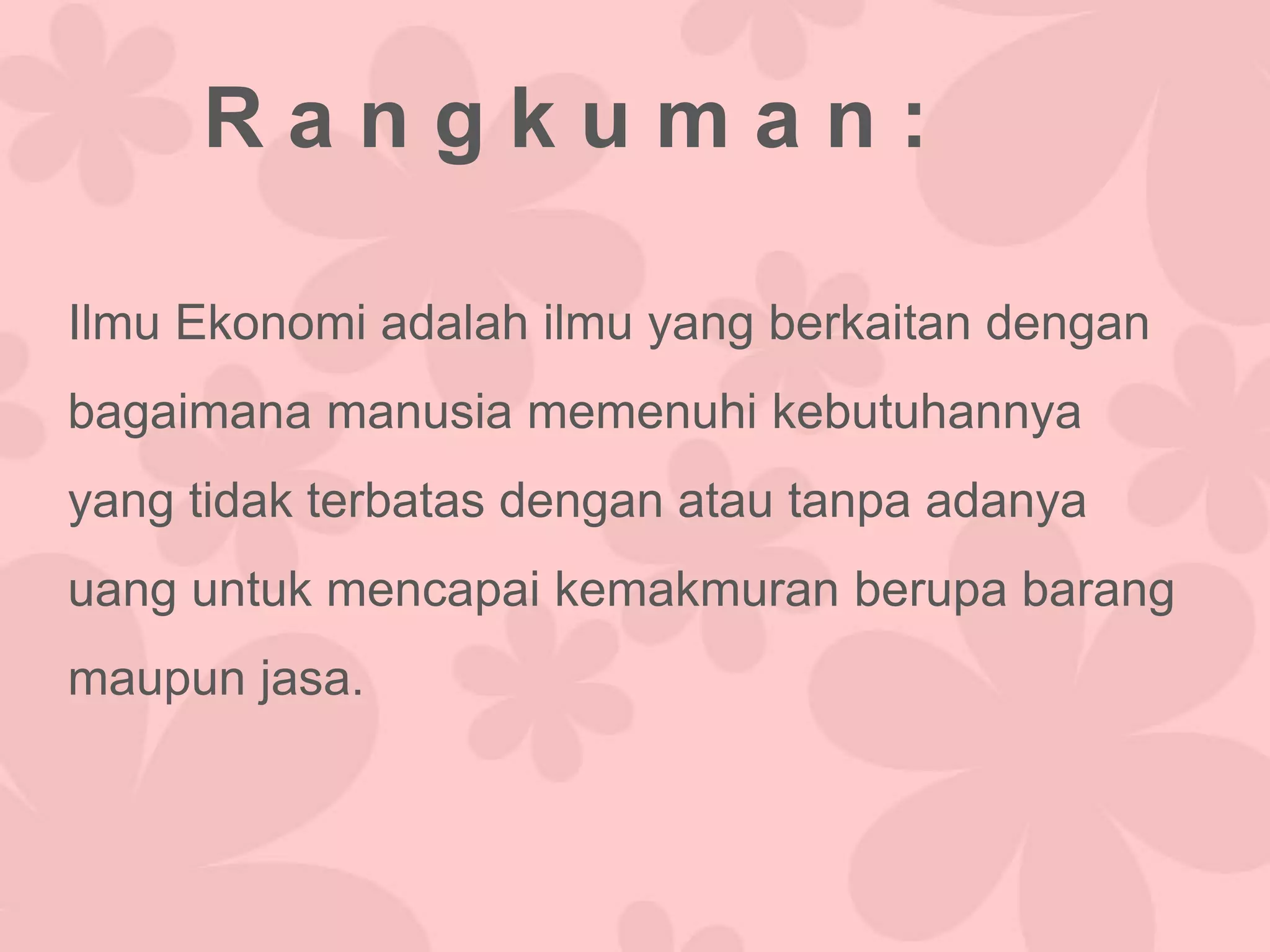 Pengetahuan Dasar Ekonomi | PPTX