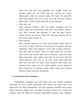 Klasifikasi dan karakteristik media pembelajaran | PDF