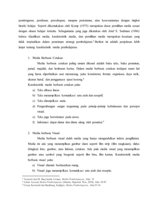 Klasifikasi dan karakteristik media pembelajaran | PDF