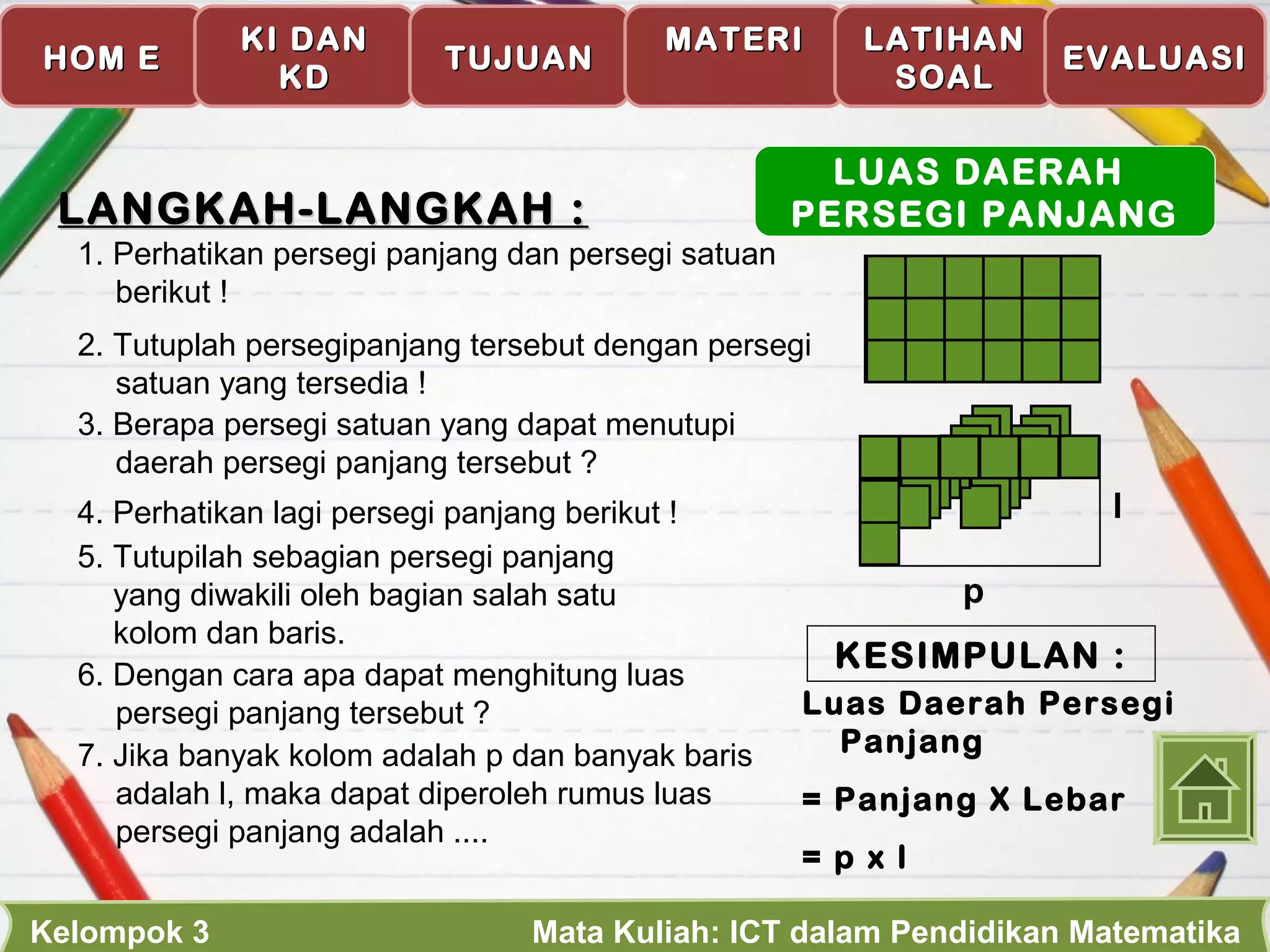 Kelompok 3 (materi luas persegi panjang dan segitiga) | PPT