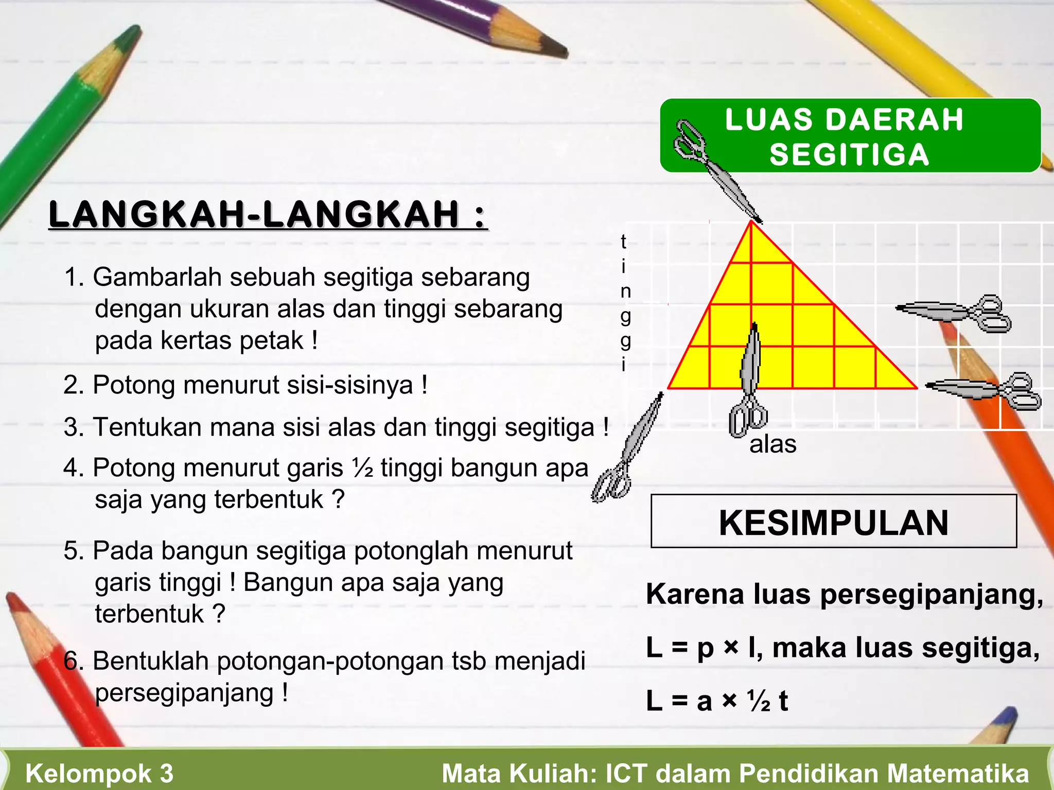 Kelompok 3 (materi luas persegi panjang dan segitiga) | PPT