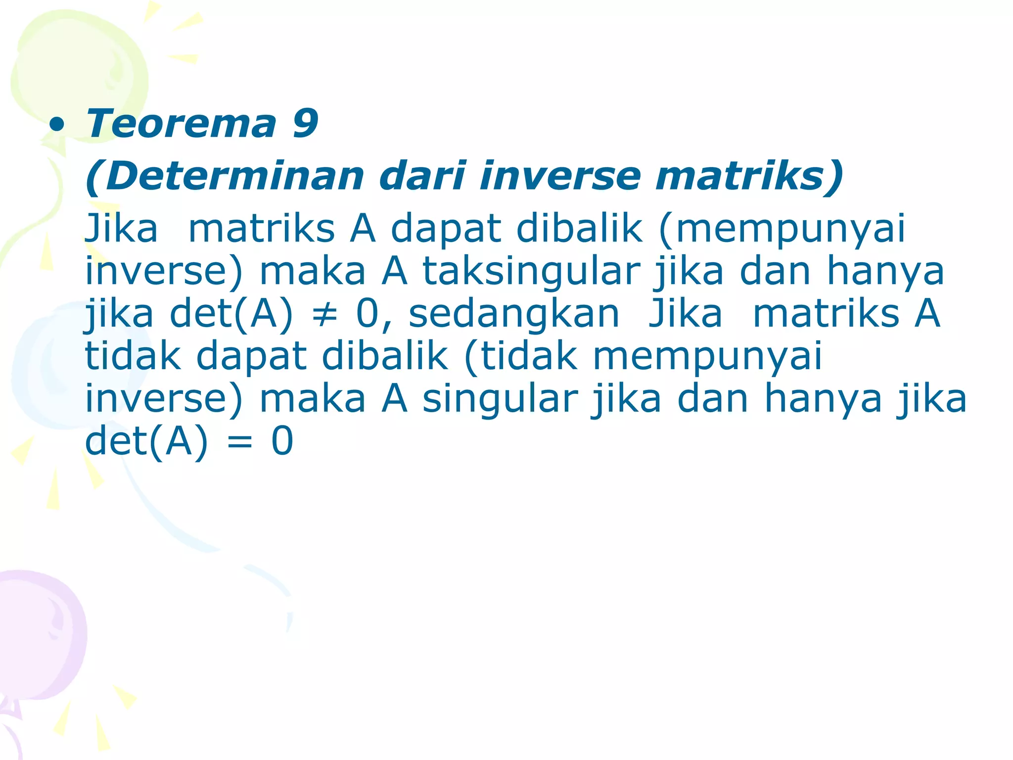Sifat sifat Determinan | PPT
