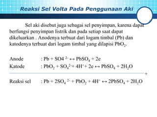 Penerapan sel volta pada aki | PPTX