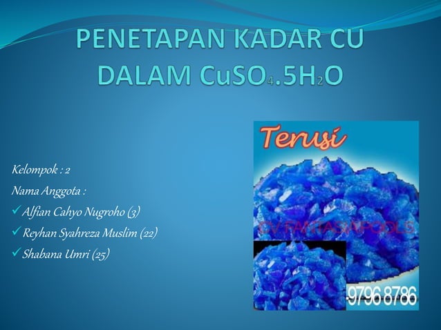 Penetapan Kadar Cu dalam Kupri Sulfat | PPTX