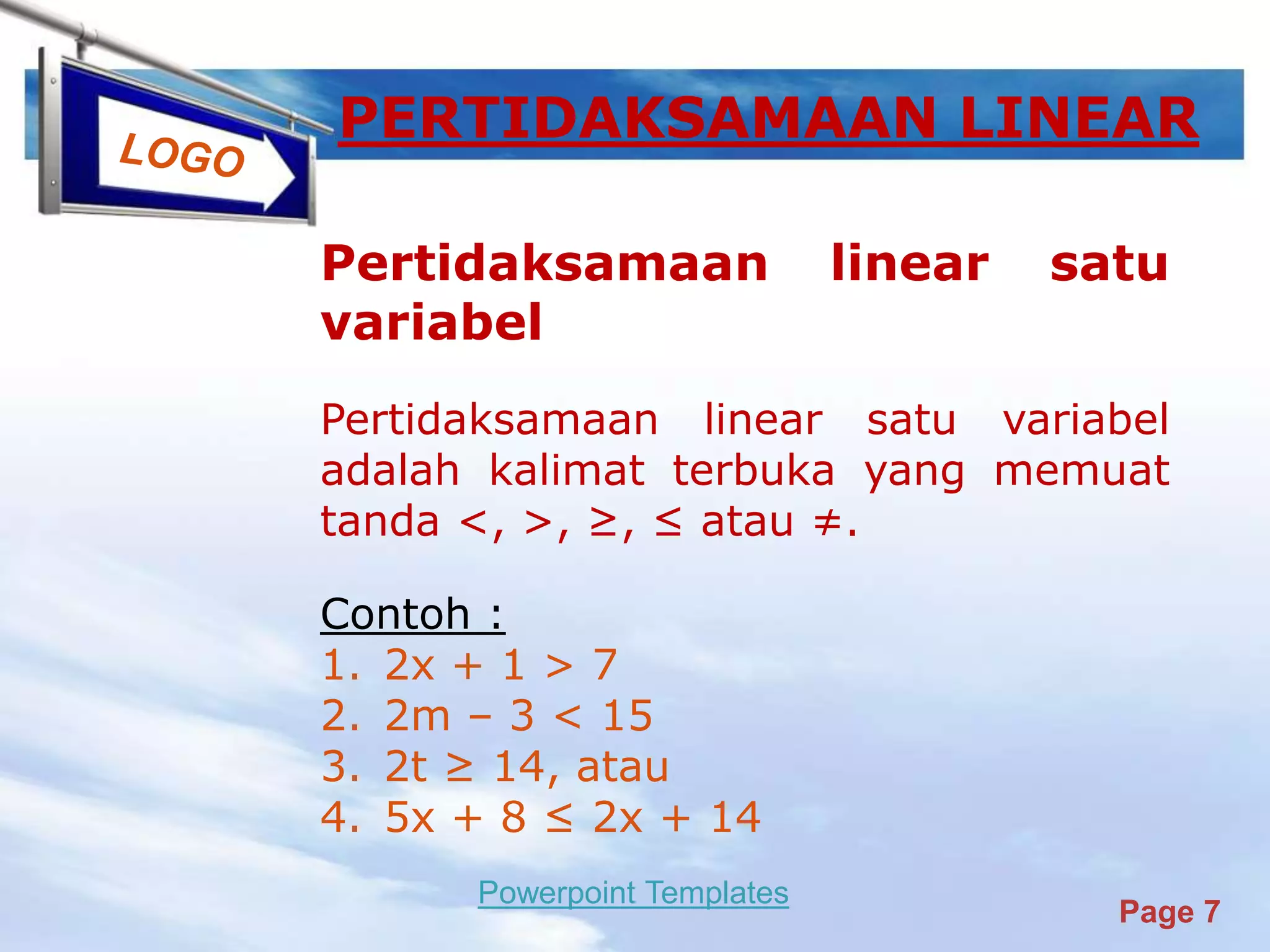 persamaan dan pertidaksamaan | PPTX