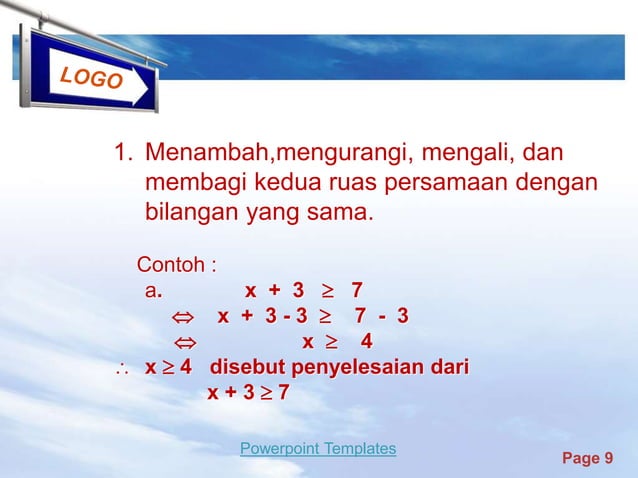 persamaan dan pertidaksamaan | PPTX