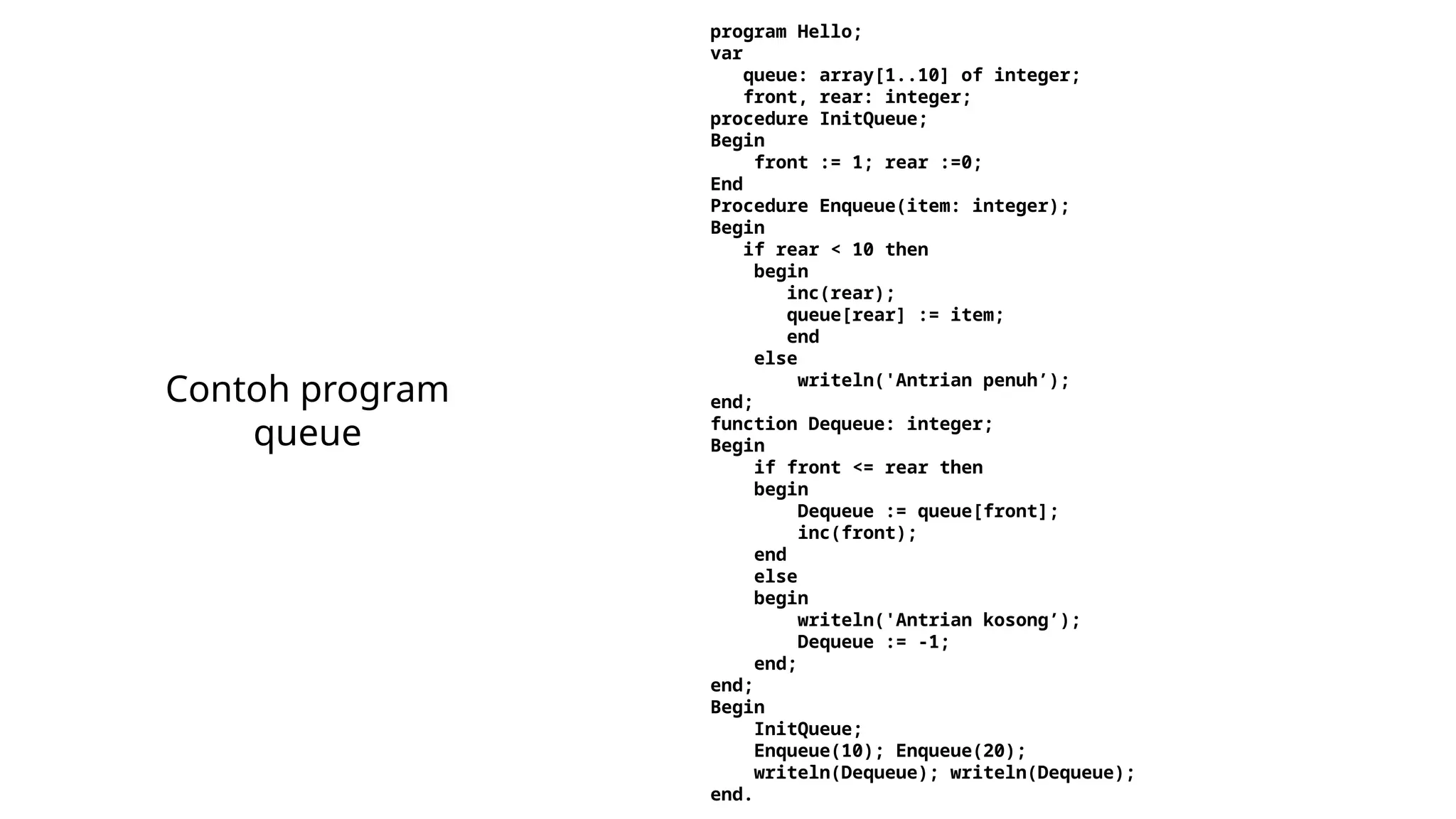 Konsep Queue Dalam Konsep Pemrograman Beserta Cara Kerjanya | PPTX