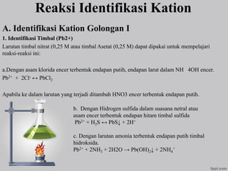 PPT Identifikasi Anion dan Kation | PDF
