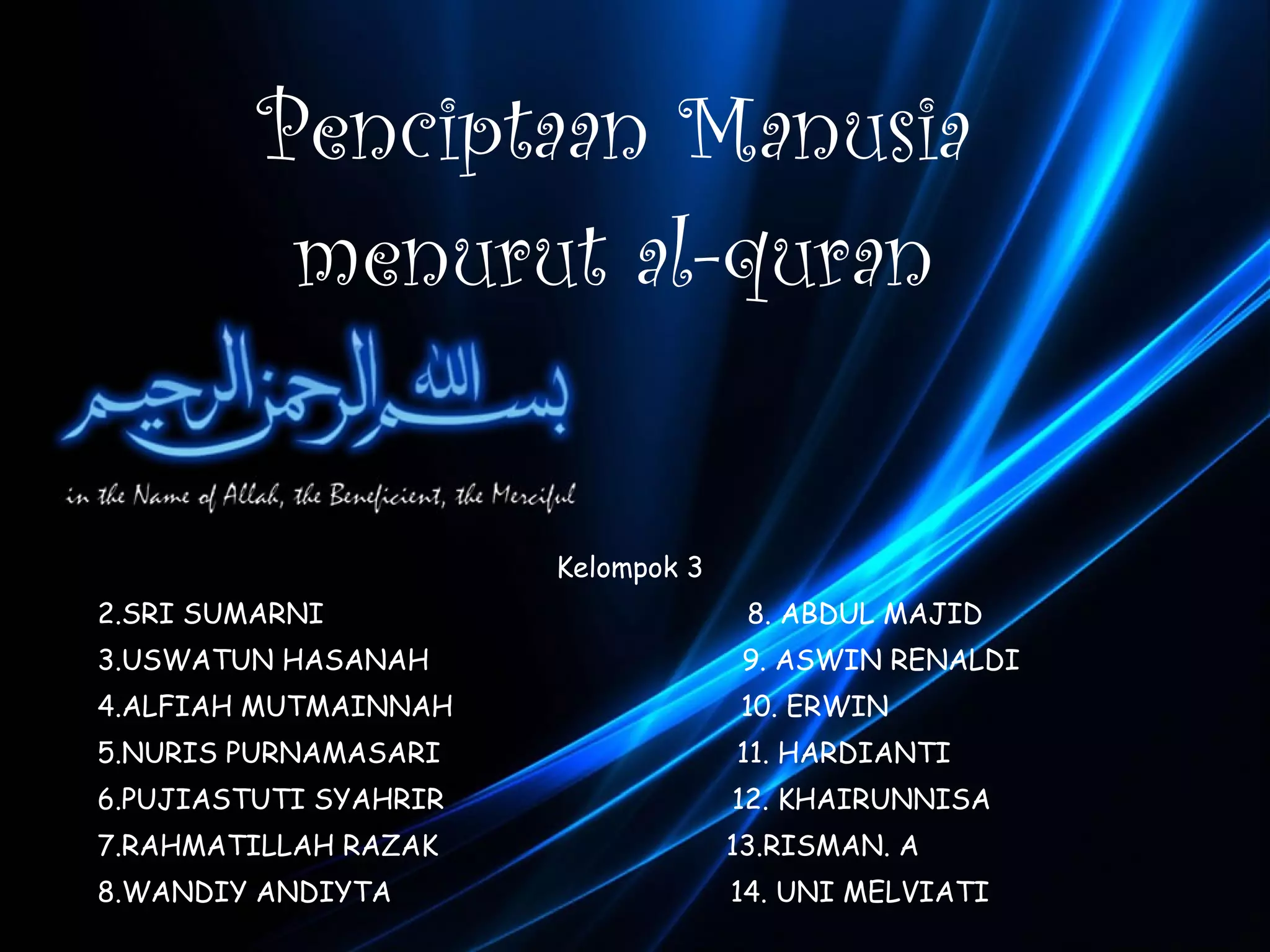 Penciptaan Manusia menurut Al-QUran | PPT