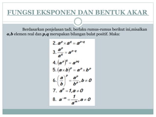 Fungsi Eksponen dan Akar Pangkat | PPTX