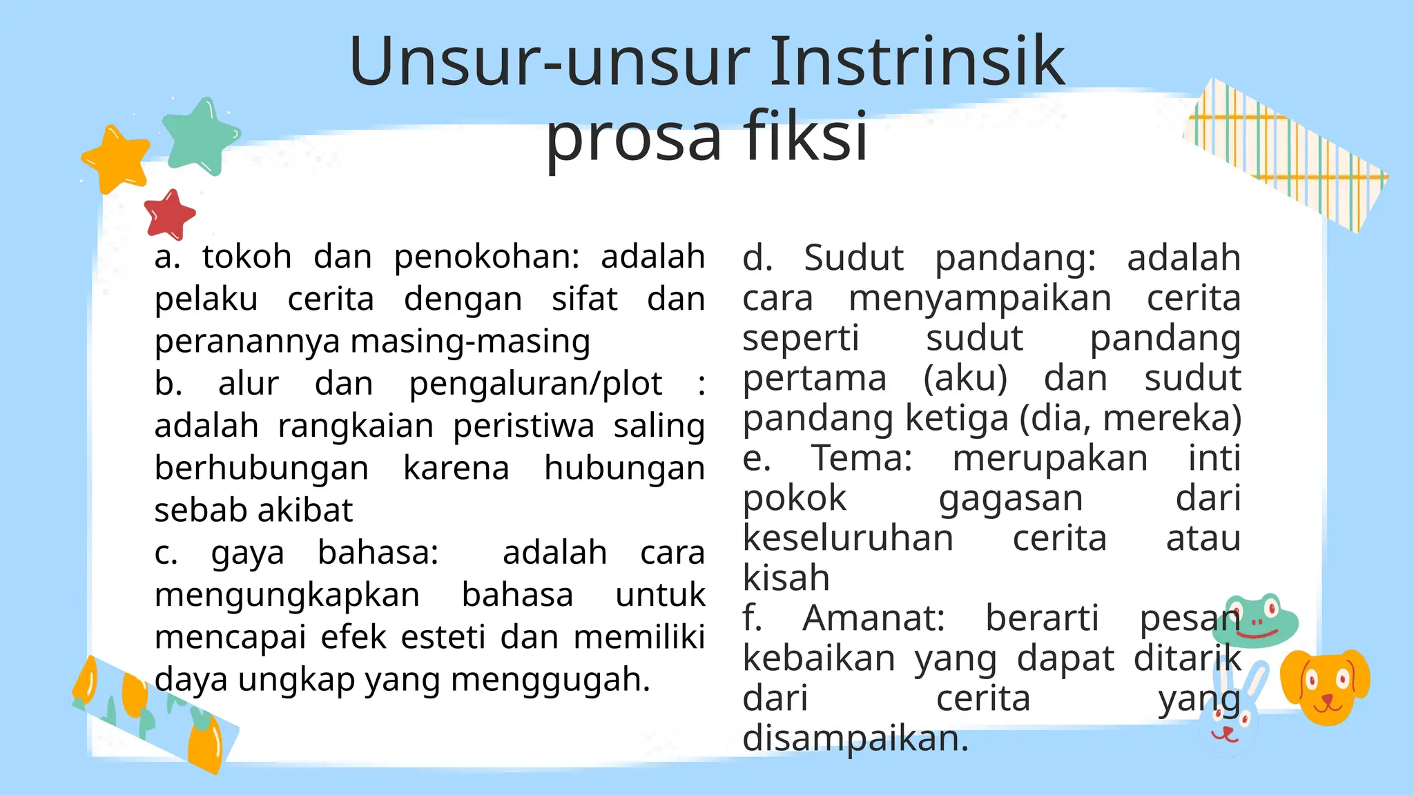 Pengertian Prosa Fiksi, Unsuur-unsur prosa fiksi | PPTX