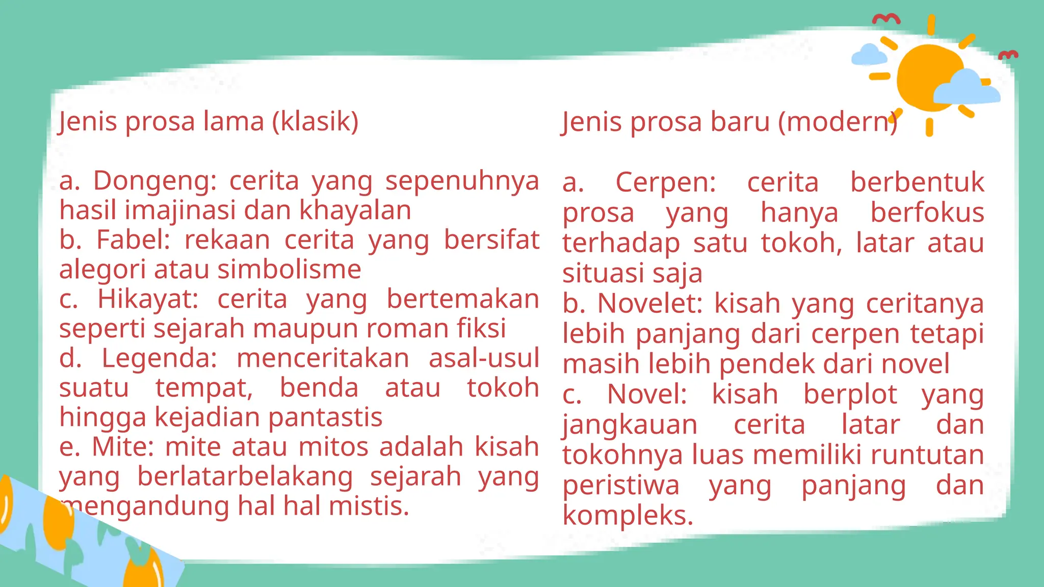 Pengertian Prosa Fiksi, Unsuur-unsur prosa fiksi | PPTX