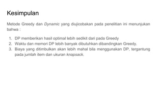 Knapsack Problem : Greedy vs Dynamic Programming | PPTX