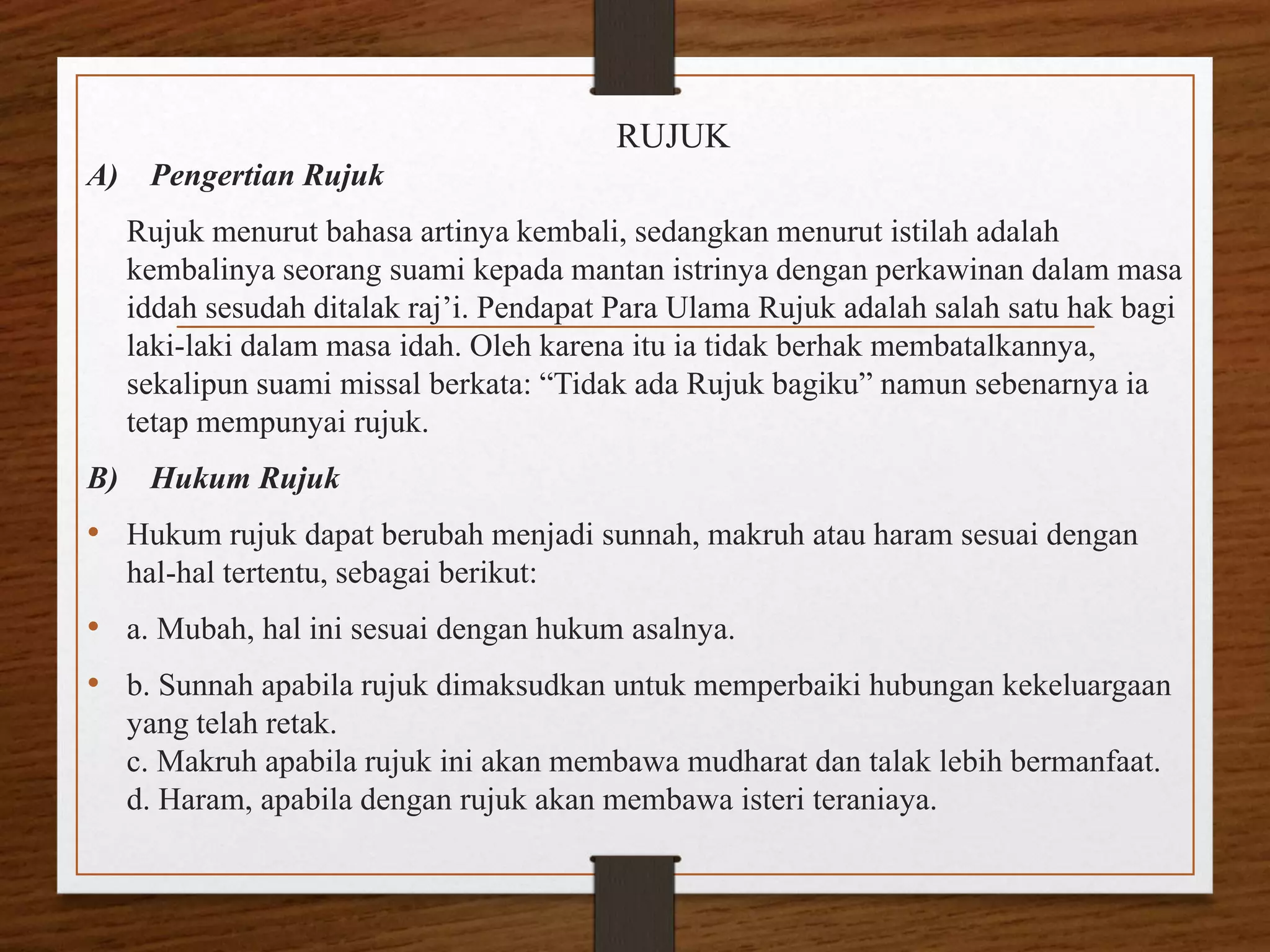 Fikih - Talaq, Khuluk, Fasakh, Iddah dan Rujuk | PPTX