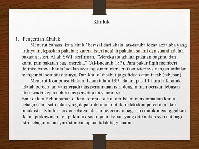 Fikih - Talaq, Khuluk, Fasakh, Iddah dan Rujuk | PPTX