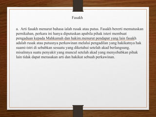 Fikih - Talaq, Khuluk, Fasakh, Iddah dan Rujuk | PPTX