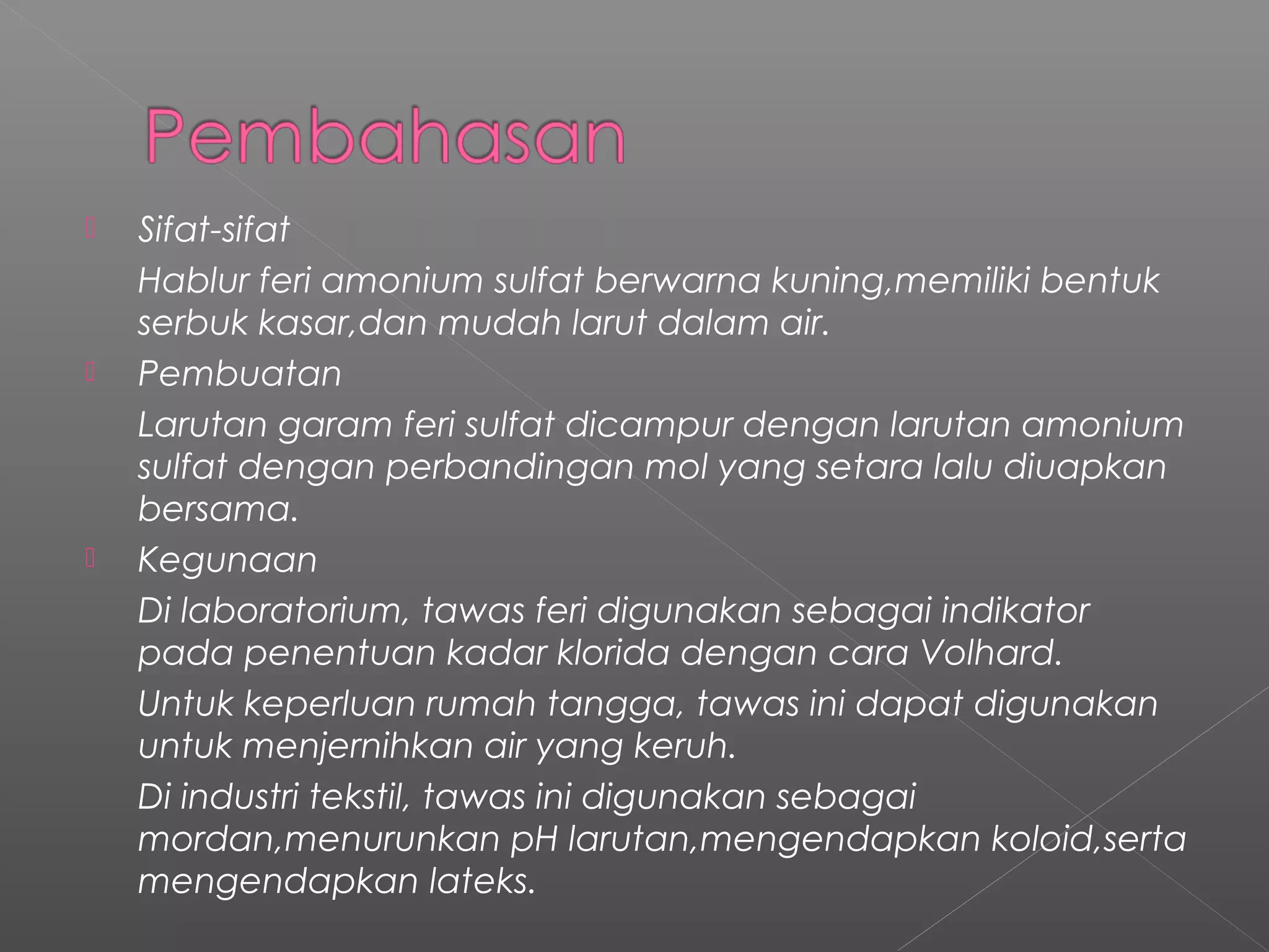 Penetapan Kadar Fe dalam Tawas Ferri Ammonium Sulfat | PPT