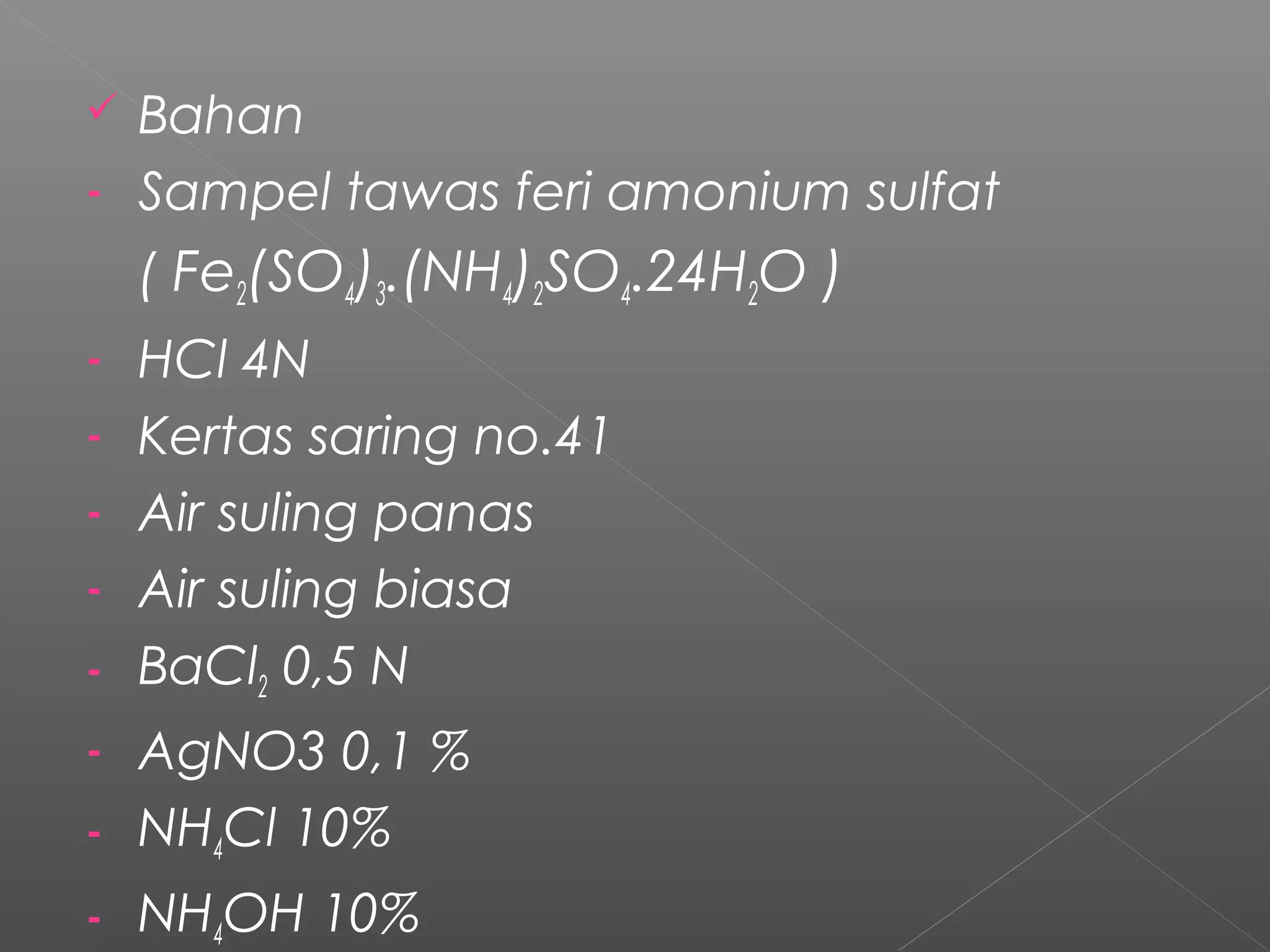 Penetapan Kadar Fe dalam Tawas Ferri Ammonium Sulfat | PPT