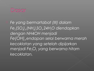 Penetapan Kadar Fe dalam Tawas Ferri Ammonium Sulfat | PPT