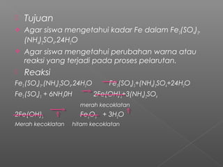 Penetapan Kadar Fe dalam Tawas Ferri Ammonium Sulfat | PPT