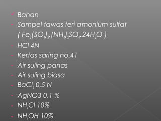 Penetapan Kadar Fe dalam Tawas Ferri Ammonium Sulfat | PPT