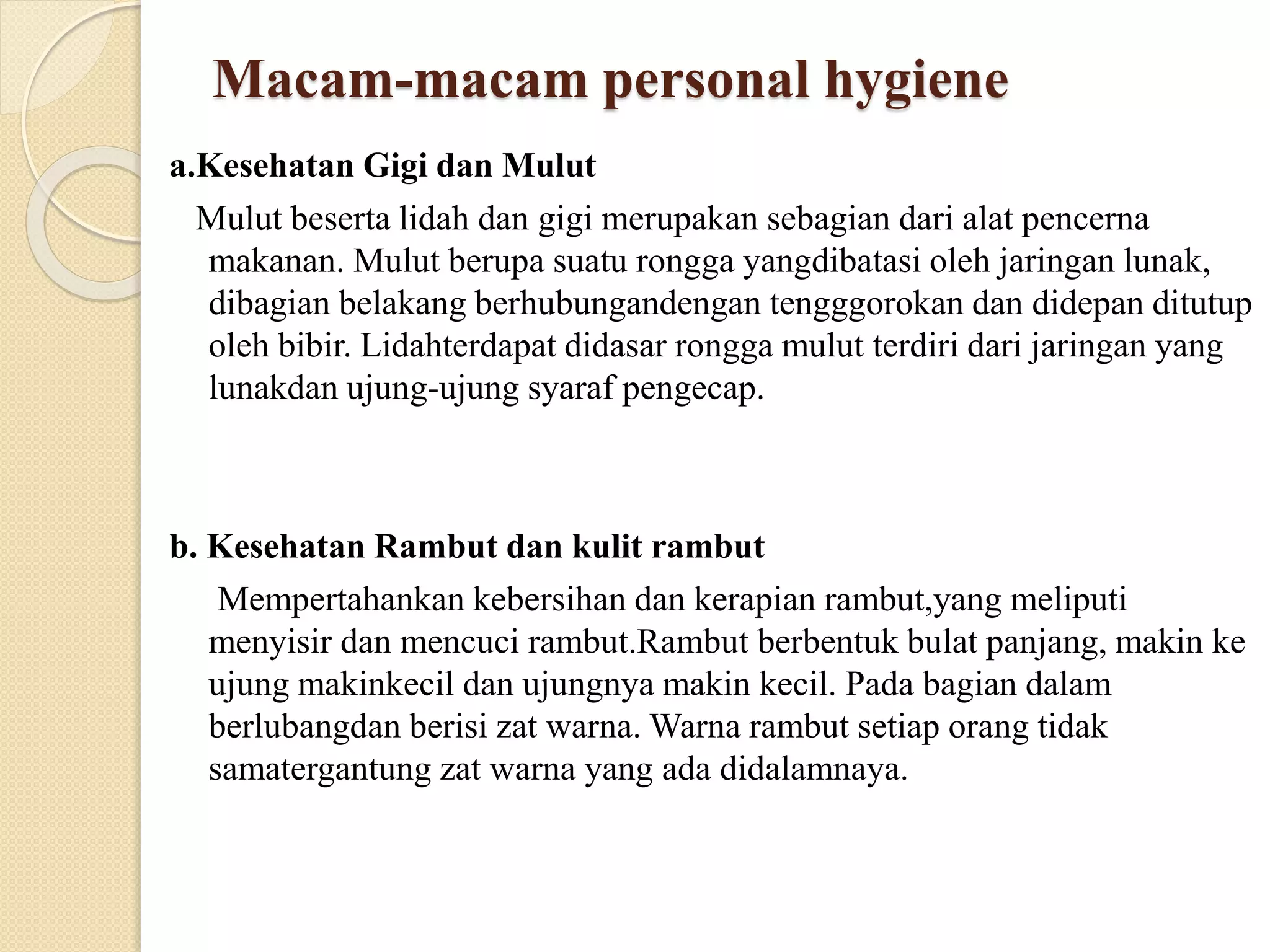 Kelompok 5 (personal hygiene) | PPT