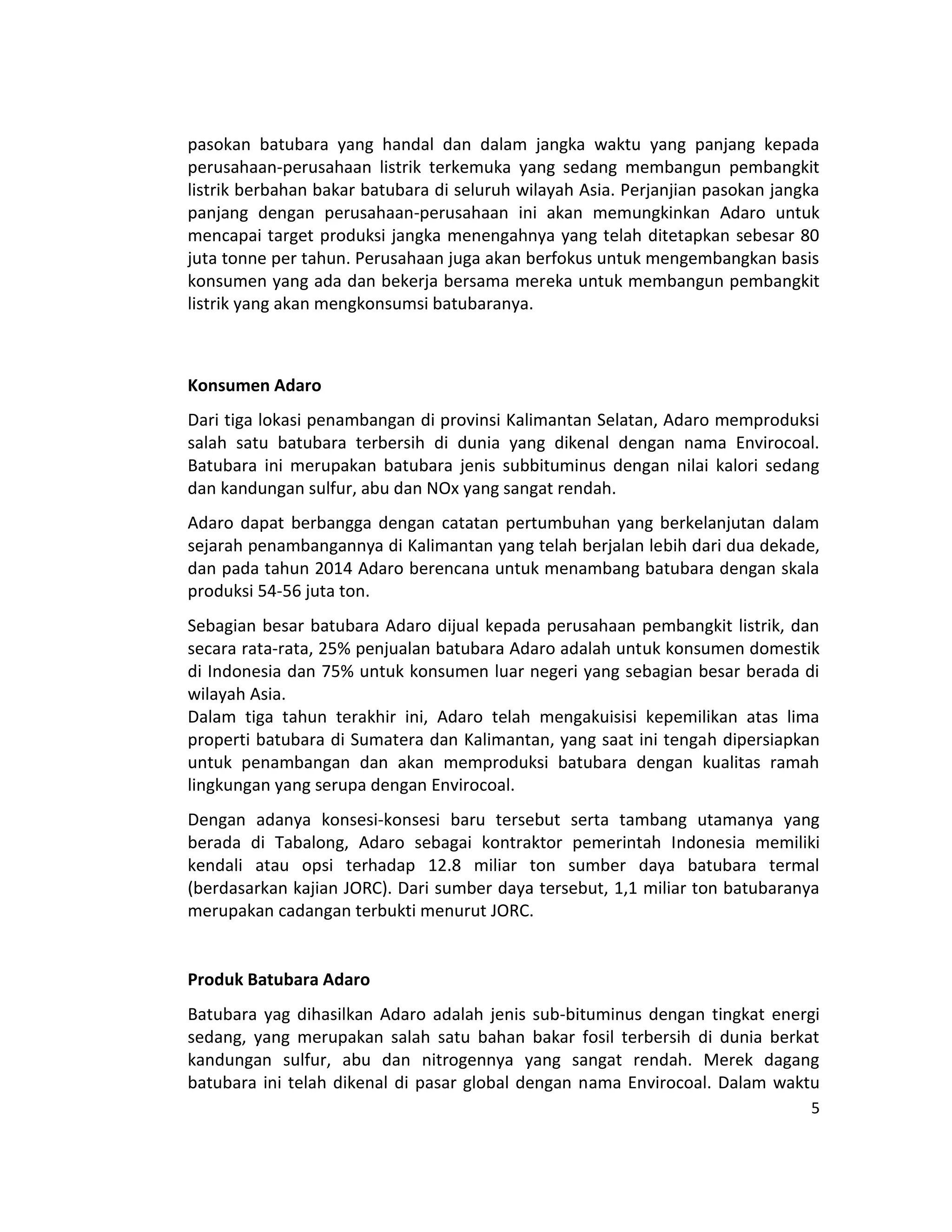 Paper analisis laporan keuangan - PT Adaro Energy Tbk | PDF