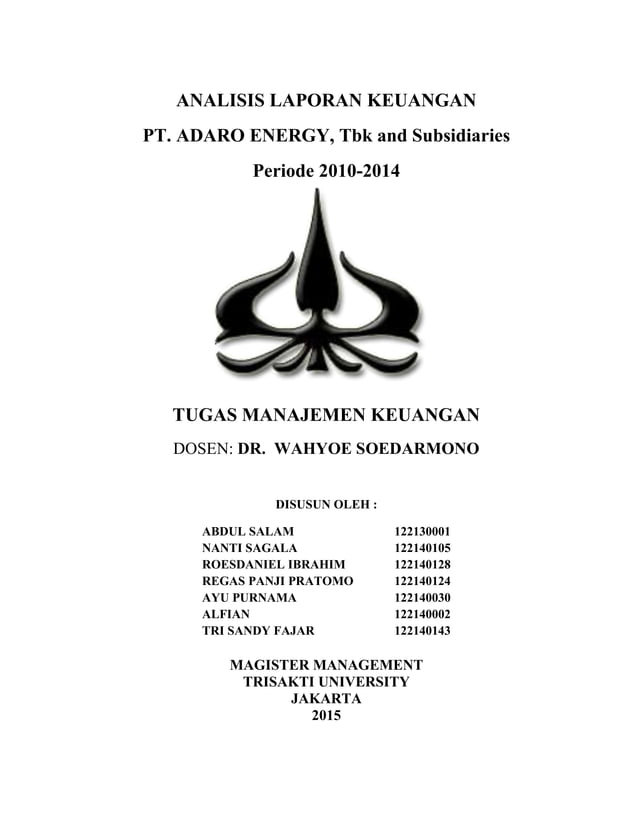 Paper analisis laporan keuangan - PT Adaro Energy Tbk | PDF