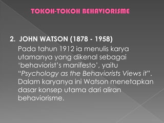 Teori Behaviorisme (Psikologi Perkembangan) | PPT