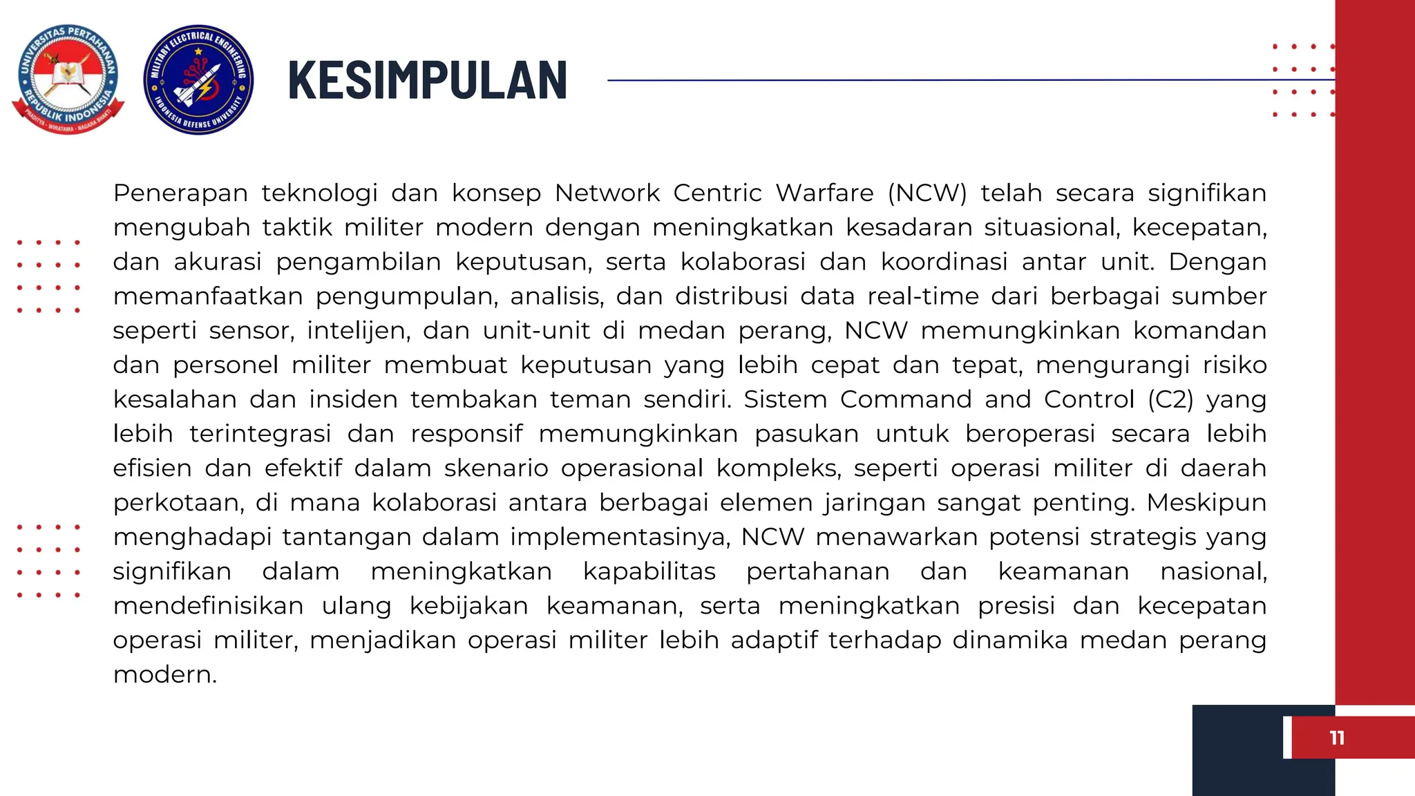 Transformasi Taktik Militer melalui Network Centric Warfare: Sebuah Kajian Literatur | PPTX