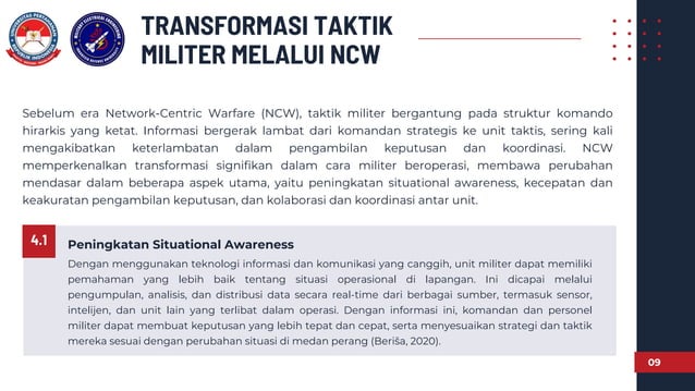 Transformasi Taktik Militer melalui Network Centric Warfare: Sebuah Kajian Literatur | PPTX