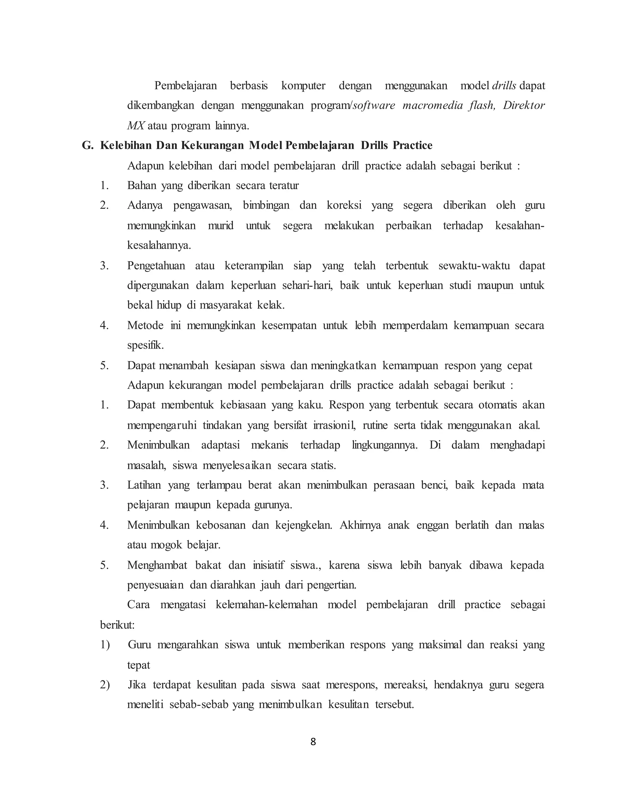 Model Drills and Practice | DOCX