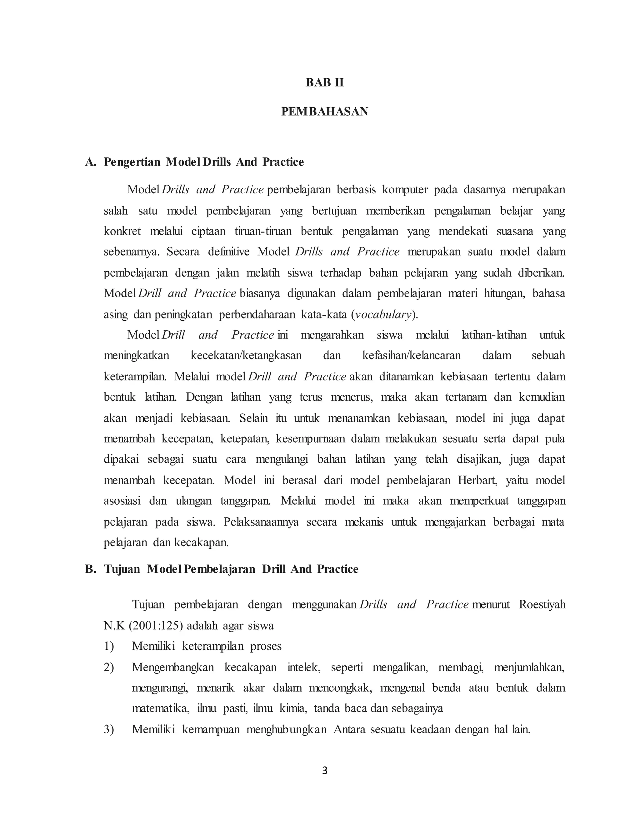 Model Drills and Practice | DOCX