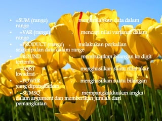 Operasi hitung matematika dan statistik pada excel | PPTX