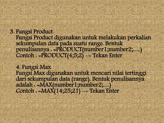 Operasi hitung matematika dan statistik pada excel | PPTX