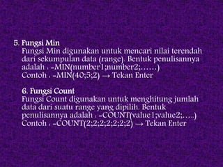 Operasi hitung matematika dan statistik pada excel | PPTX