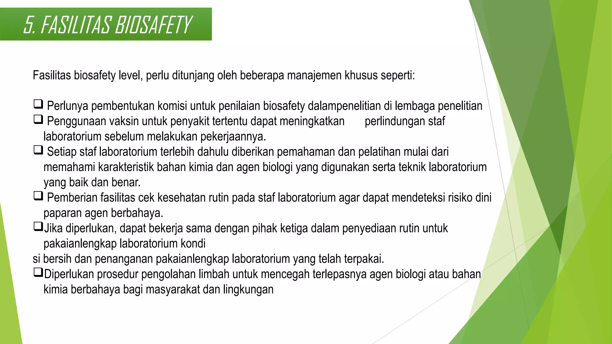 Manajemen Laboratorium - DENAH BIOSAFETY | PPT