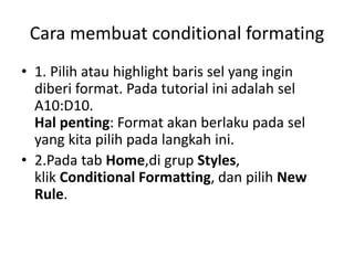 Fitur kondisional formating dan filter pada excel | PPTX