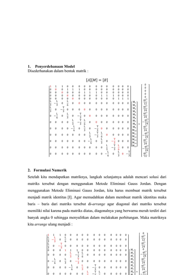 Kelompok 8 analisis struktur (metode gauss jordan) | DOCX