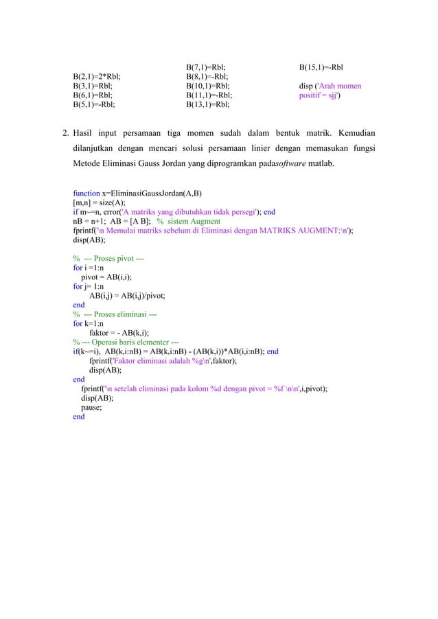 Kelompok 8 analisis struktur (metode gauss jordan) | DOCX