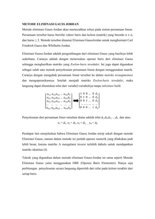 Kelompok 8 analisis struktur (metode gauss jordan) | DOCX