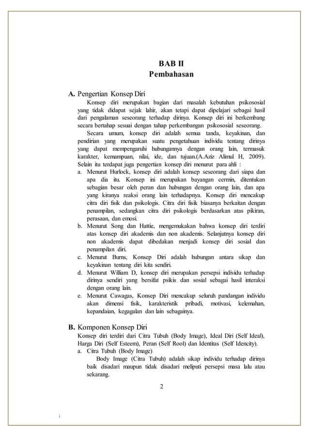 makalah keperawatan dasar 1 tentang konsep diri | DOCX