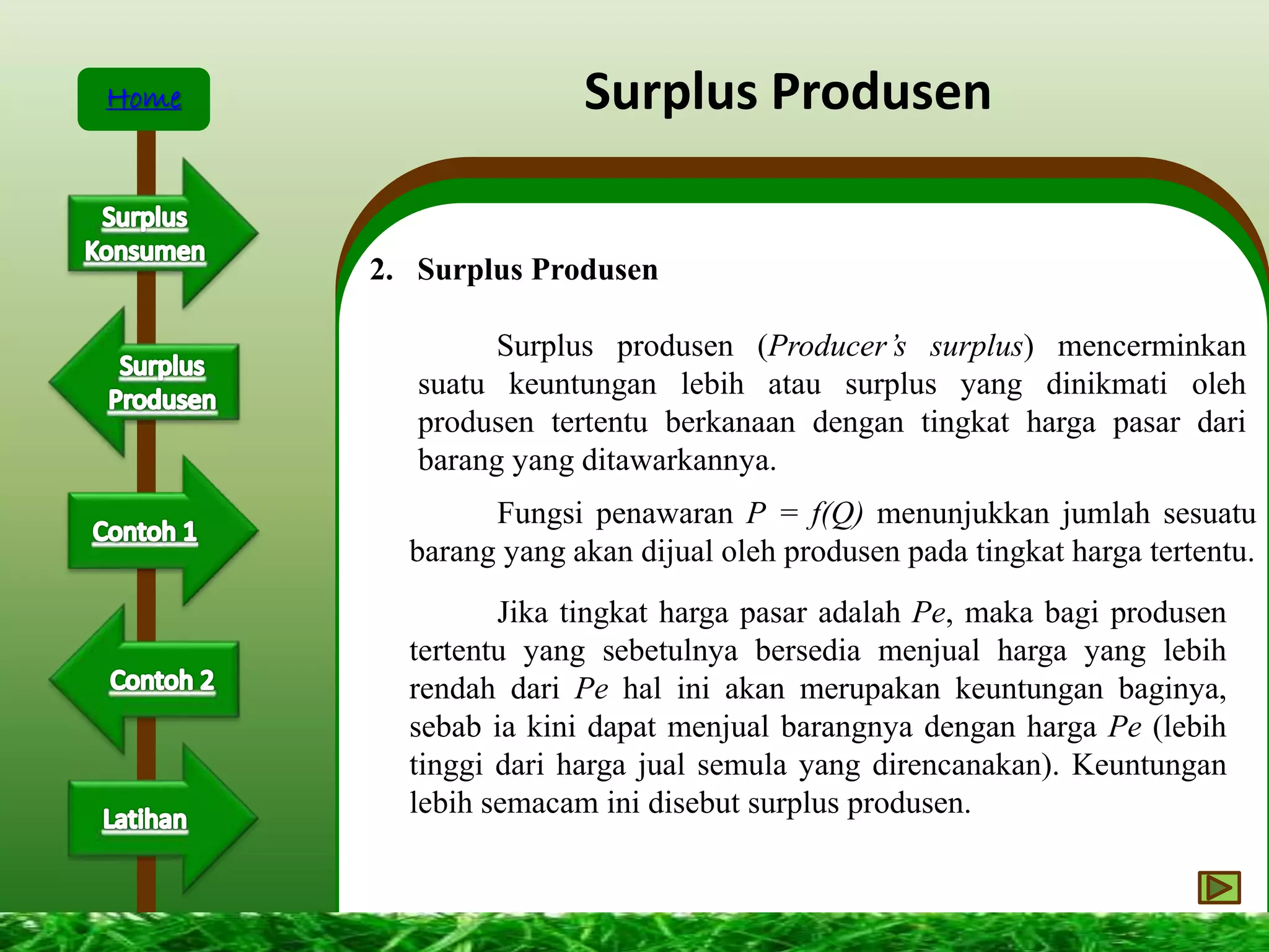 Matematika Ekonomi - surplus konsumen dan surplus produsen | PPTX