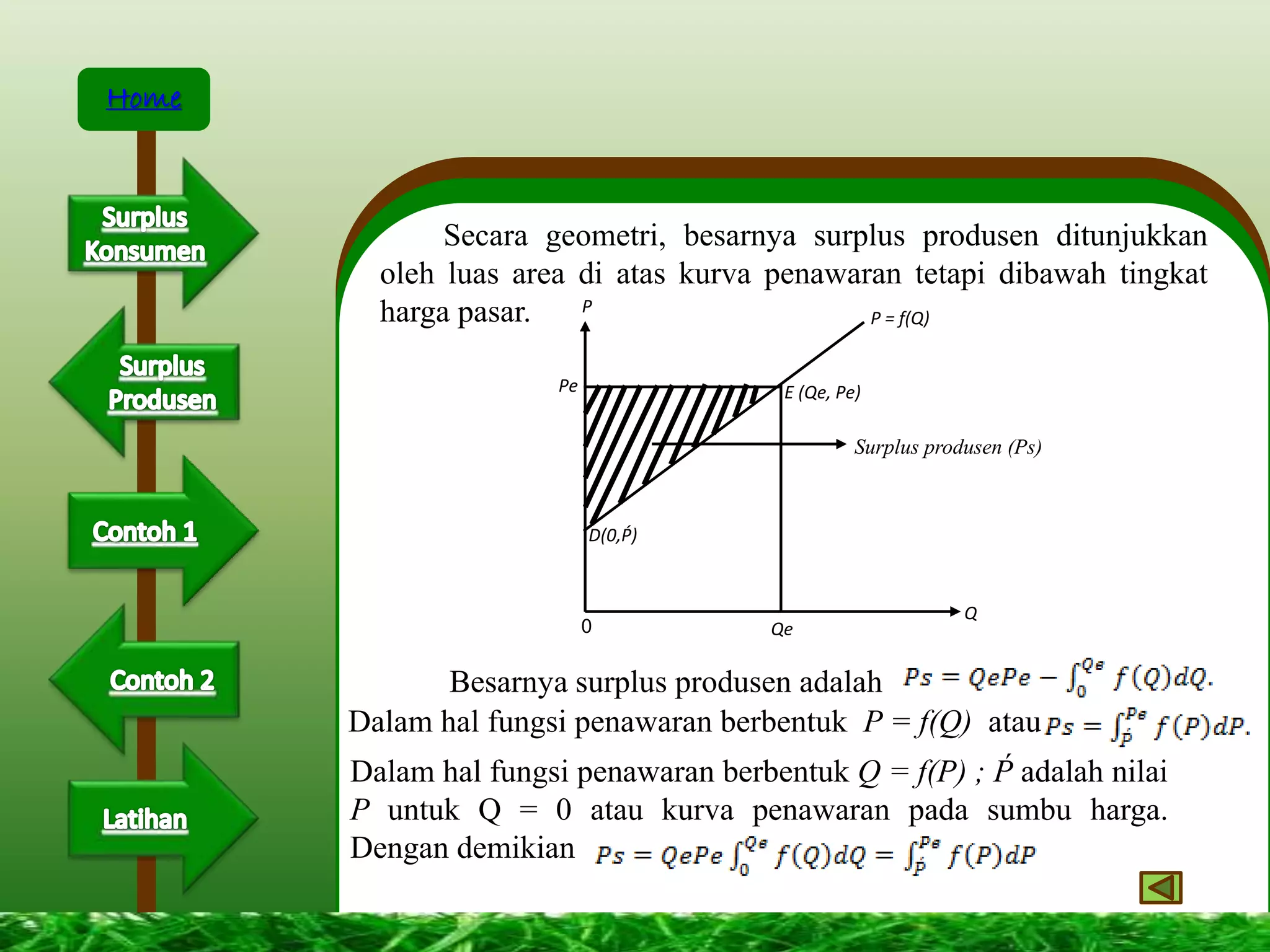 Matematika Ekonomi - surplus konsumen dan surplus produsen | PPTX